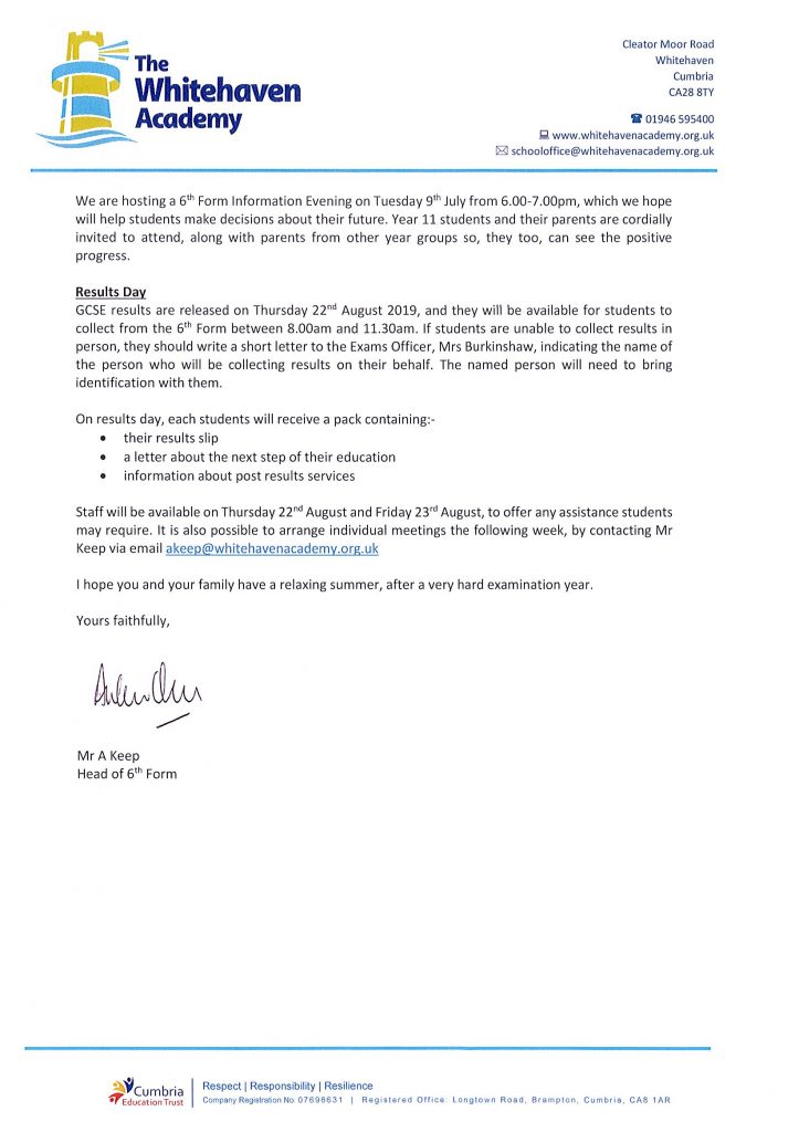 6th Form Information Evening – The Whitehaven Academy